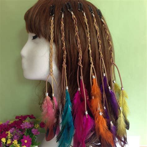 여성 깃털 헤어 클립 수제 Boho 히피 헤어 익스텐션 클립 빗 Diy 액세서리 헤어핀 머리 장식 1 개깃털 Aliexpress