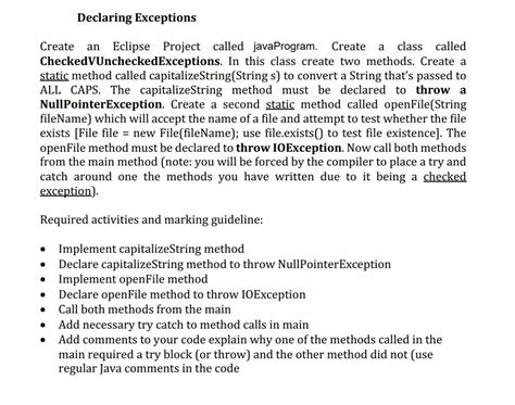 Solved Create An Eclipse Project Called Javaprogram Create