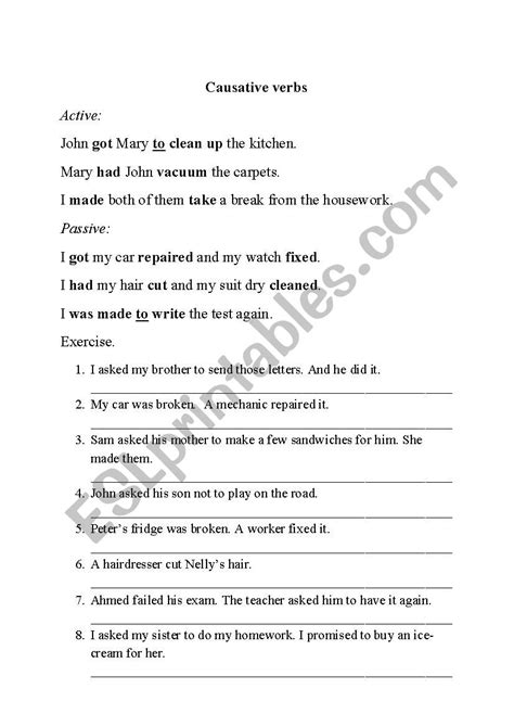 Causative Verbs ESL Worksheet By Dasha1055