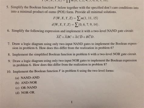 Solved Simplify The Boolean Function F Below Together With