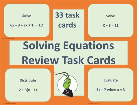 Solving Equations Review Task Cards Made By Teachers Solving Equations Task Cards Like Terms