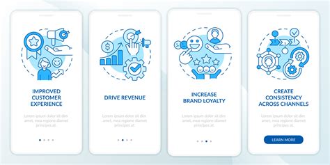 Individual Marketing Benefits Blue Onboarding Mobile App Screen Walkthrough 4 Steps Editable