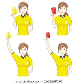 Football Female Referee Set Presenting Card Stock Vector Royalty Free