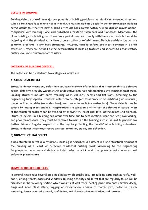 Defects In Buildings And Remedies Pdf