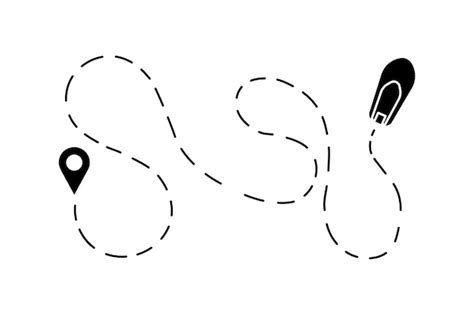 Premium Vector Boat Path Icon A Silhouette A Path From Point To Point