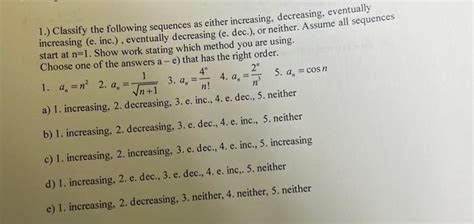 Solved Classify The Following Sequences As Either Chegg Com