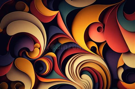 Geometric Shapes Composition Background Of Abstract Shapes Arranged In A Spiral Pattern Stock