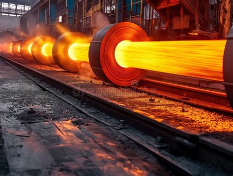Hot Steel Rolling In Industrial Environment Stock Image Image Of