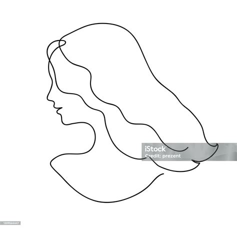 긴 머리를 가진 여성 프로필 초상화 여성 뷰티 컨셉 연속 선 드로잉 벡터 그림 옆모습에 대한 스톡 벡터 아트 및 기타 이미지 옆모습 라인아트 일러스트레이션 Istock