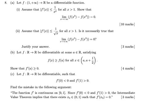 Solved 8 A Let F 1 R Be A Differentiable Chegg Com