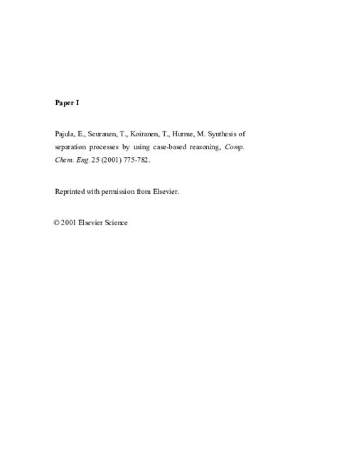 Pdf Case Based Reasoning For Separation Processes