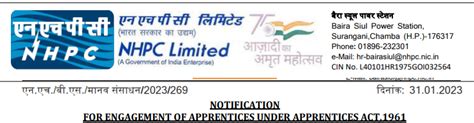 Nhpc Limited Apprentice Recruitment 2023 Iti Latest Apprentice 2023