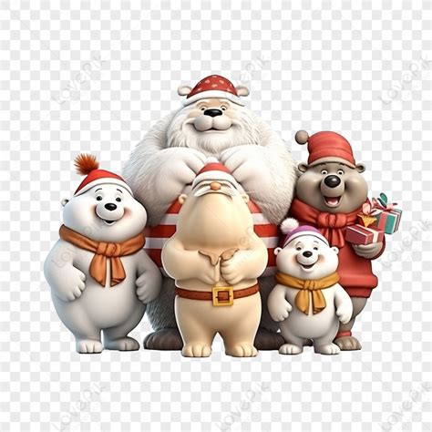 3d 산타클로스 북극곰 사슴과 난쟁이 캐릭터 일러스트 새해 크리스마스 파티직원동료 Png 일러스트 무료 다운로드 Lovepik