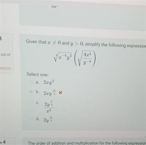 Solved Given That X 0 And Y 0 Simplify The Following Chegg Com