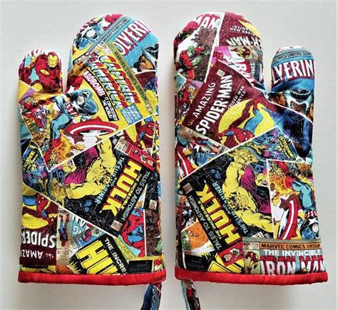 Kitchen Mitt Marvel Oven Mitts Baker Cook Chef Heros Cartoon