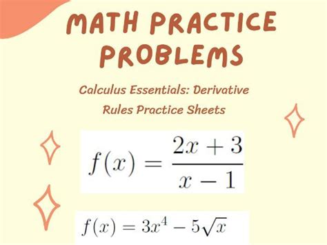 Derivatives Practice Pack All Core Differentiation Rules Teaching