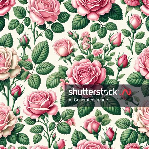 Small Pink Roses Print Seamless Ai Generated Image 2467195857