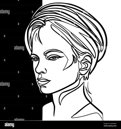 A Womans Head Drawing Continuous Line Vector Stock Vector Image And Art