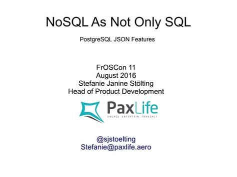 Nosql As Not Only Sql Froscon 11 Odp Databases Computer