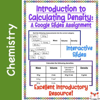 Introduction To Calculating Density An Interactive Google Slides Assignment