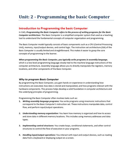 Computer Architecture Organization Unit 2 Pdf Assembly Language Central Processing Unit