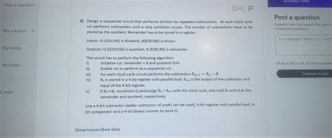 Solved Post A QuestionDesign A Sequential Circuit That Chegg