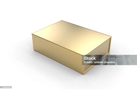 브랜딩 프리젠 테이션 및 모의 업 템플릿 3d 그림을위한 흰색 빈 직사각형 하드 골판지 상자 금색에 대한 스톡 사진 및 기타 이미지 Istock