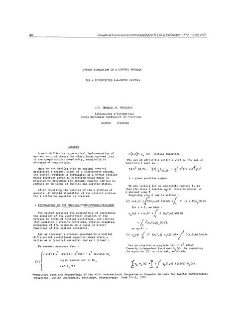 Pdf Hybrid Simulation Of A Control Problem For A Distributed Parameter System Dokumentips