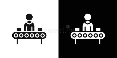 Assembly Line Icon Flat Fill Set Collection Stock Vector Illustration Of Manufacturing