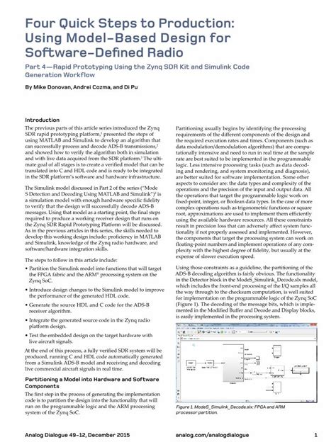 Pdf Four Quick Steps To Production Using Model Based Design