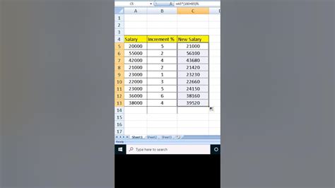 How To Calculate Salary Increment In Excel Shorts Shortsviral