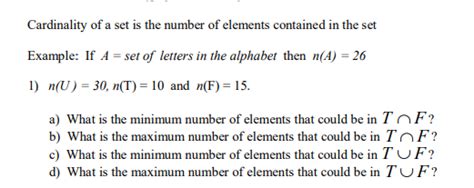 Solved Cardinality Of A Set Is The Number Of Elements