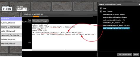 Create Data Picker Control Infocaptor Bi