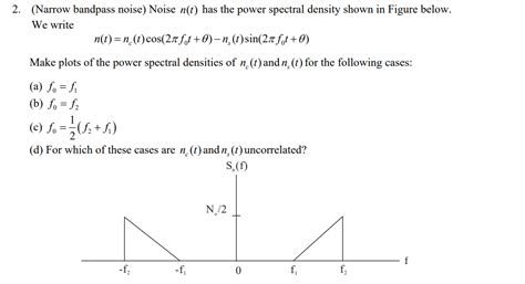 Solved Narrow Bandpass Noise Noise Nt Has The Power