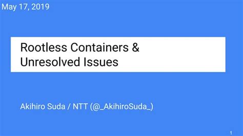 Rootless Containers And Unresolved Issues Pdf