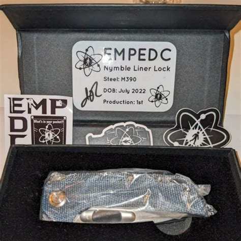 Bladebinge Emp Edc Nymble Liner Lock Blue Micarta Stonewashed