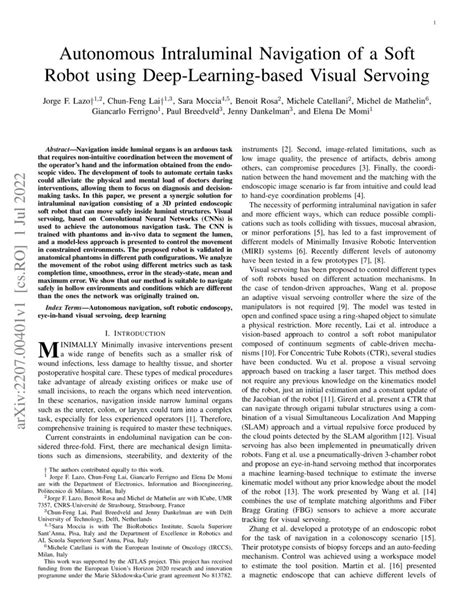 Autonomous Intraluminal Navigation Of A Soft Robot Using Deep Learning
