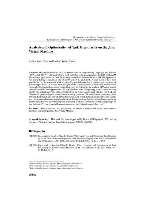 Pdf Analysis And Optimization Of Task Granularity On The Java Virtual Machine