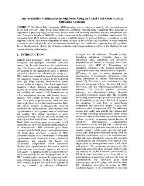 Pdf Data Availability Maximization In Edge Nodes Using An Ai And Block Chain Assisted