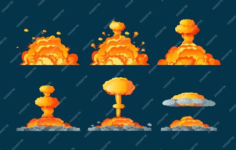 Premium Vector Frame Animation With Effect Of Burning Explosion Divided Into Separate Scenes