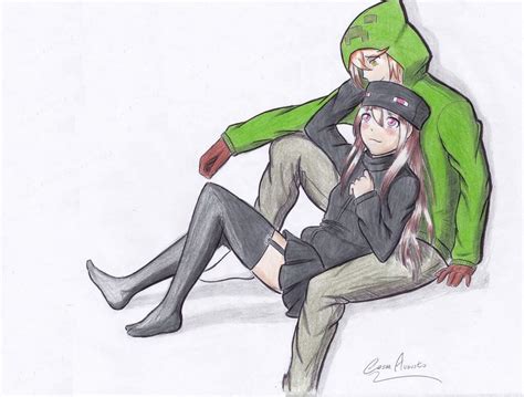 Enderman And Creeper Minecraft Fan Art Minecraft Art Minecraft Anime