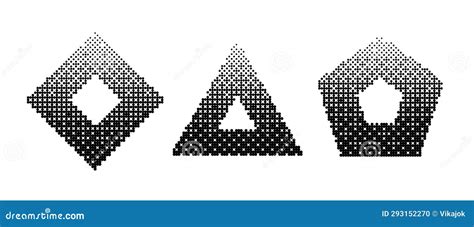 Geometric Frames Bitmap Set Dither Gradient Shapes Collection Stock Vector Illustration Of