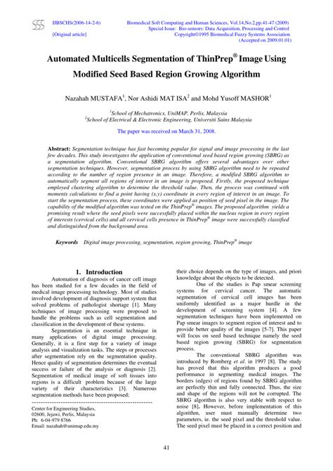 Pdf Automated Multicells Segmentation Of Thinprep® Image Using