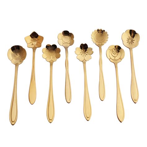 L Japanese Style Flower Spoon Stainless Steel Coffee Spoon Rose Flower F4c4 Ebay
