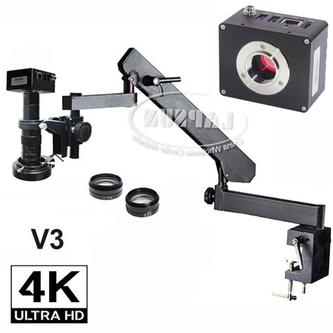 2023 4k Imx334 V3 60fps Hdmi Usb Lan Industry Microscope Camera Set Articulated Stand Light 0