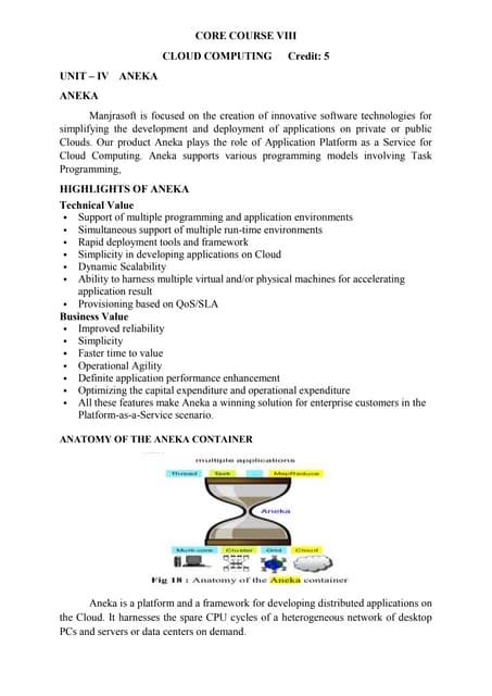 Introduction To Aneka Aneka Model Is Explained Pptx