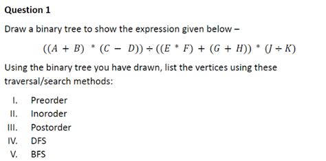 Solved Question Draw A Binary Tree To Show The Expression Chegg