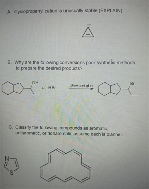 Solved A Cyclopropenyl Cation Is Unusually Stable
