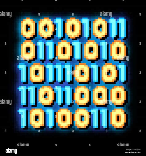 Streaming Binary Code Matrix Neon Glow Icon Illustration Stock Vector