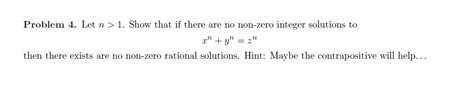 Solved Problem 4 Let N 1 Show That If There Are No Non
